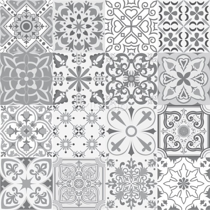 Tapeta Piękna Mozaika w Odcieniach Szarości w kategorii tematyka ...